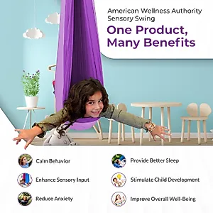 AWA Sensory Swing Indoor for Kids & Adults with Special Needs (Includes Hardware) Indoor Swing for Kids & Adults with Autism, ADHD, and Sensory Processing Challenges (Pink/Purple)