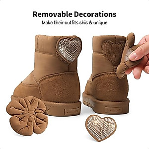 DREAM PAIRS Girls Snow Boots Kids Winter 10mm Puffy Faux Fur Lined Ankle Shoes for Little/Big Kid,Size 2 Little Kid,Camel,SDSB2305K