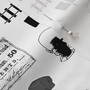 Spoonflower Fabric - Railroad Small Train Trains Black Steam Printed on Petal Signature Cotton Fabric Fat Quarter - Sewing Quilting Apparel Crafts Decor