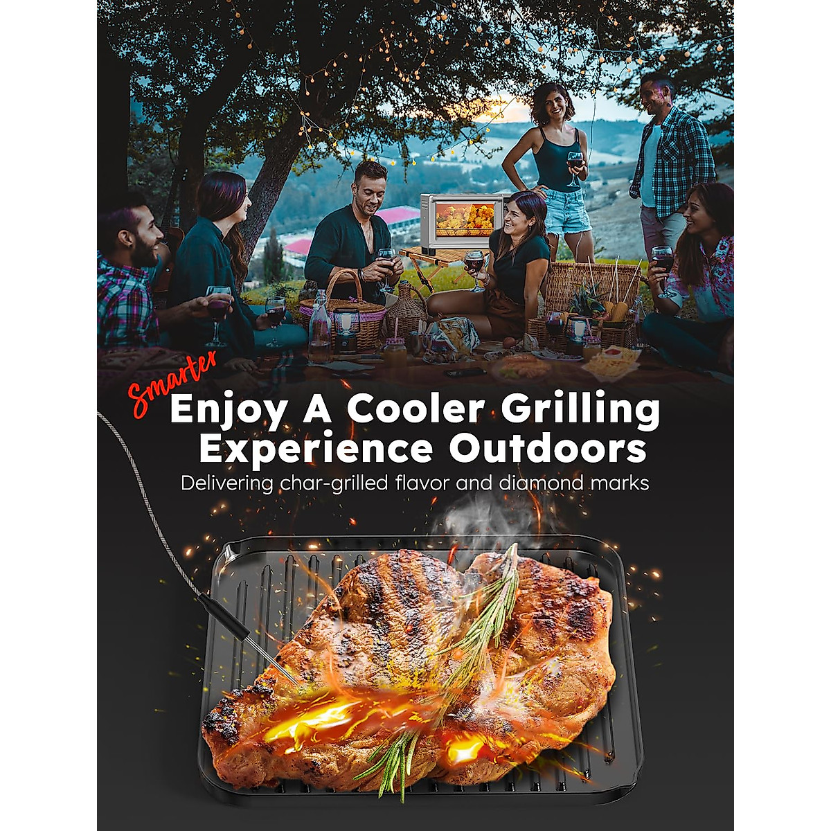 Nuwave Bravo XL Pro Air Fryer Toaster Oven with Grill Combo, 2024 New Ultra-Fast Convection System, 35% Crispier, 2X More Even, 142 Presets, 50-500F, Smarter Probe, PFAS Free, 30QT, Stainless Steel