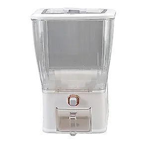 Grain Storage Box, 11kg Transparent Rice Storage Container One Button Press Rice Dispenser Sealed Dry Food Bucket for Home Kitchen (White) (Color : White)