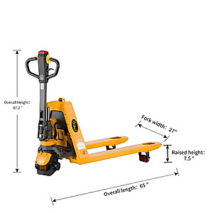 APOLLOLIFT Electric Pallet Jack Powered Lithium Battery Pallet Truck 3300Lbs Capacity 48" x27" Forks Multi-Function Handle 2PC