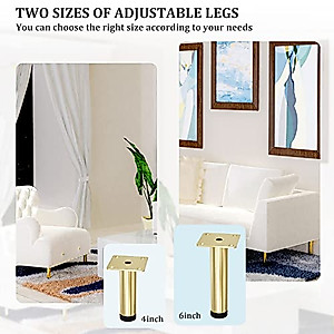 M MIMHOOY Furniture Legs 4 inches, Modern Metal Sofa Legs Furniture Support Feet Replacement Leg for Sofa Couch Chair Ottoman Cabinet Table Set of 4 (Gold)