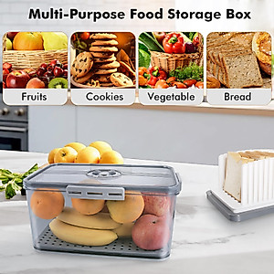 Bread Box&Bread Slicer, Bread Slicer for Homemade Bread, Large Bread Box Airtight with Lid, Time Recording Bread Container for Homemade Bread, Toast, Bagel, Donut and Cookies (Box:11.2"x7.5"x6.1"/8L)