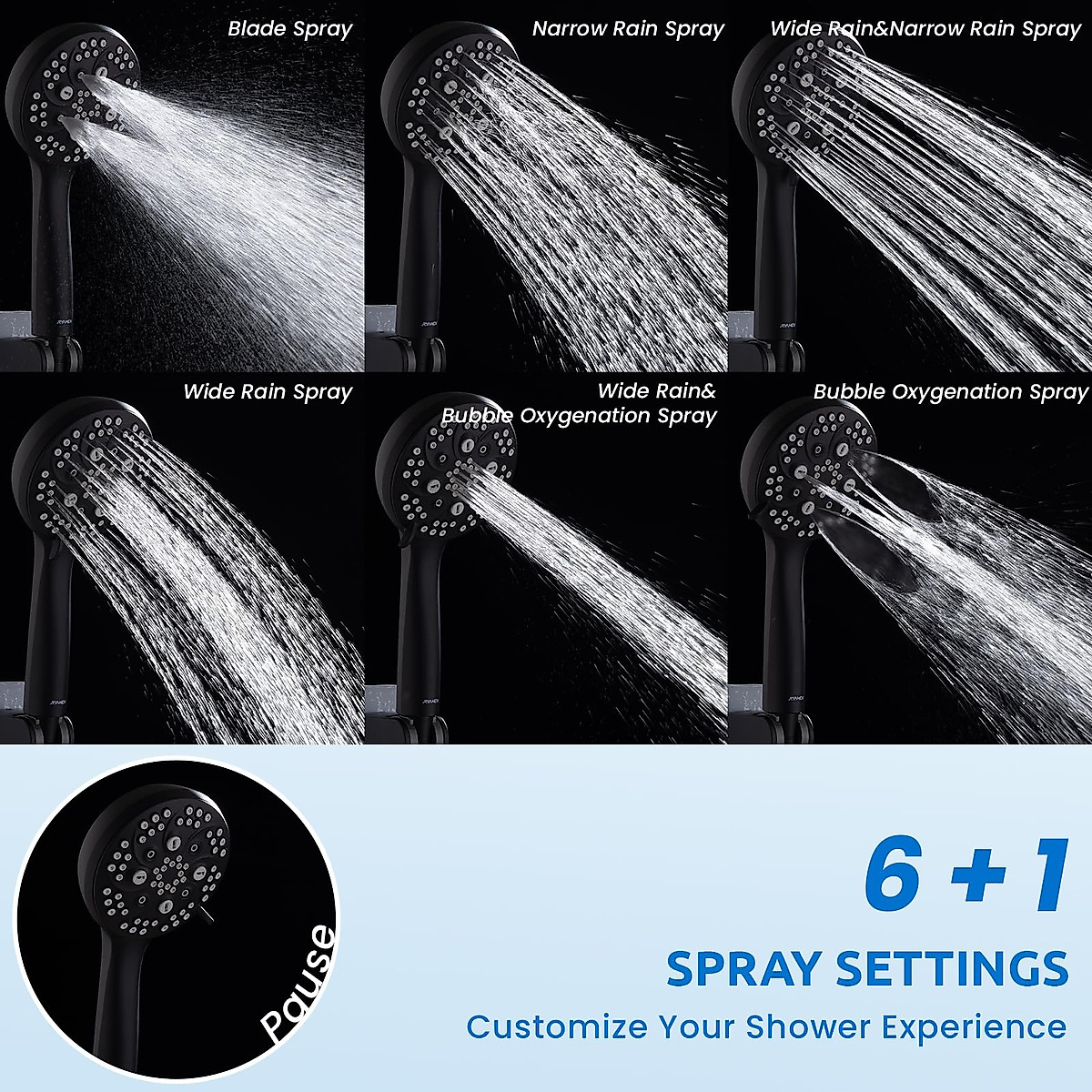 Ryamen Upgraded Dual Shower Heads Combo, 10 inch Filtered Shower Head with Handheld, 3-Way Rain Shower Head with Filters, 7 Settings Handheld Spray, High Pressure, Height Adjustable (Black)