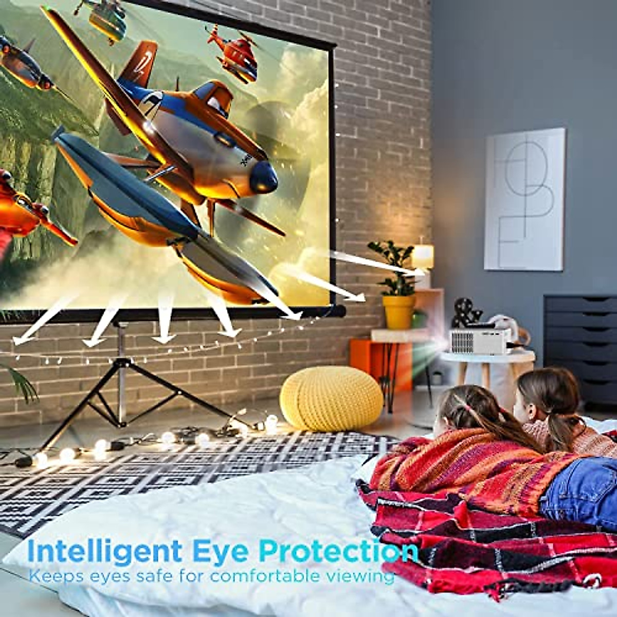 Native 1080P Projector, 9000L FHD Brightness & Uniformity, Outdoor Movie Projector with 6D Keystone Correction and ±50% X/Y Zoom, Projectors Compatible with TV Stick/HDMI/SD/AV/VGA