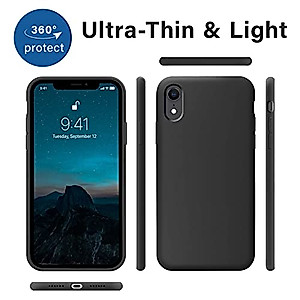 AOTESIER iPhone XR Case Ultra Slim Thin Silicone Cover with Full Body Protection [Anti-Scratch Microfiber Lining] Shockproof Bumper Case Compatible with iPhone XR 6.1 inch, Pure Black