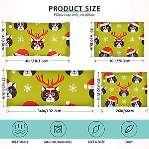 Christmas Cat Cap Pillowcase for Hair and Skin Body Pillow Cover Long Body Pillow Case 20"X 54" Fuzzy Pillow Case with Zipper for Women Men