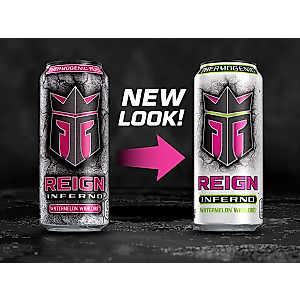 REIGN Inferno Watermelon Warlord, Thermogenic Fuel, Fitness and Performance Drink, 16 Fl Oz (Pack of 12)