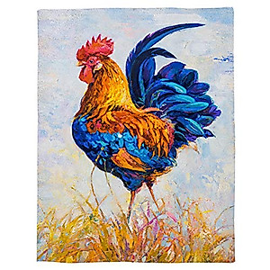 Microfiber Throw Blanket Warm Fuzzy Plush Fleece Blanket Brightly Colored Rooster in The Farm Lightweight Luxury Blankets Super Soft for Bed/Couch/Sofa 40"x50"