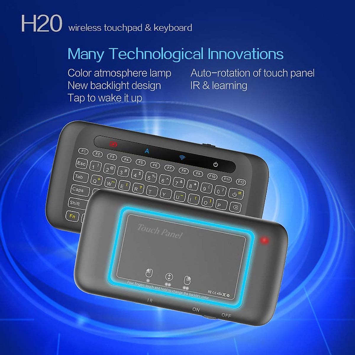 Dupad story H20 Mini Wireless Keyboard with Touchpad, Full Size Touchpad, Handheld IR Remote Keyboard for Android TV Box, Windows PC, HTPC, IPTV, PC, Raspberry Pi