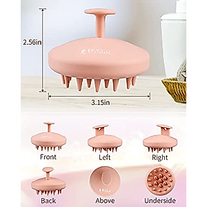 BEAUTLOHAS. Silicone Scalp Massager Shampoo Brush, Shower Scalp Scrubber with Soft Bristles, Scalp Brush for Hair Growth & Dandruff Treatment, Wet Dry Hair Massager for All Hair Types of Women (Pink)