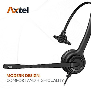 Axtel Bundle Elite HDvoice Mono NC with AXC-03 Cable | Noise Cancellation - Compatible with Yealink T2, T4, T5 Series IP Phones