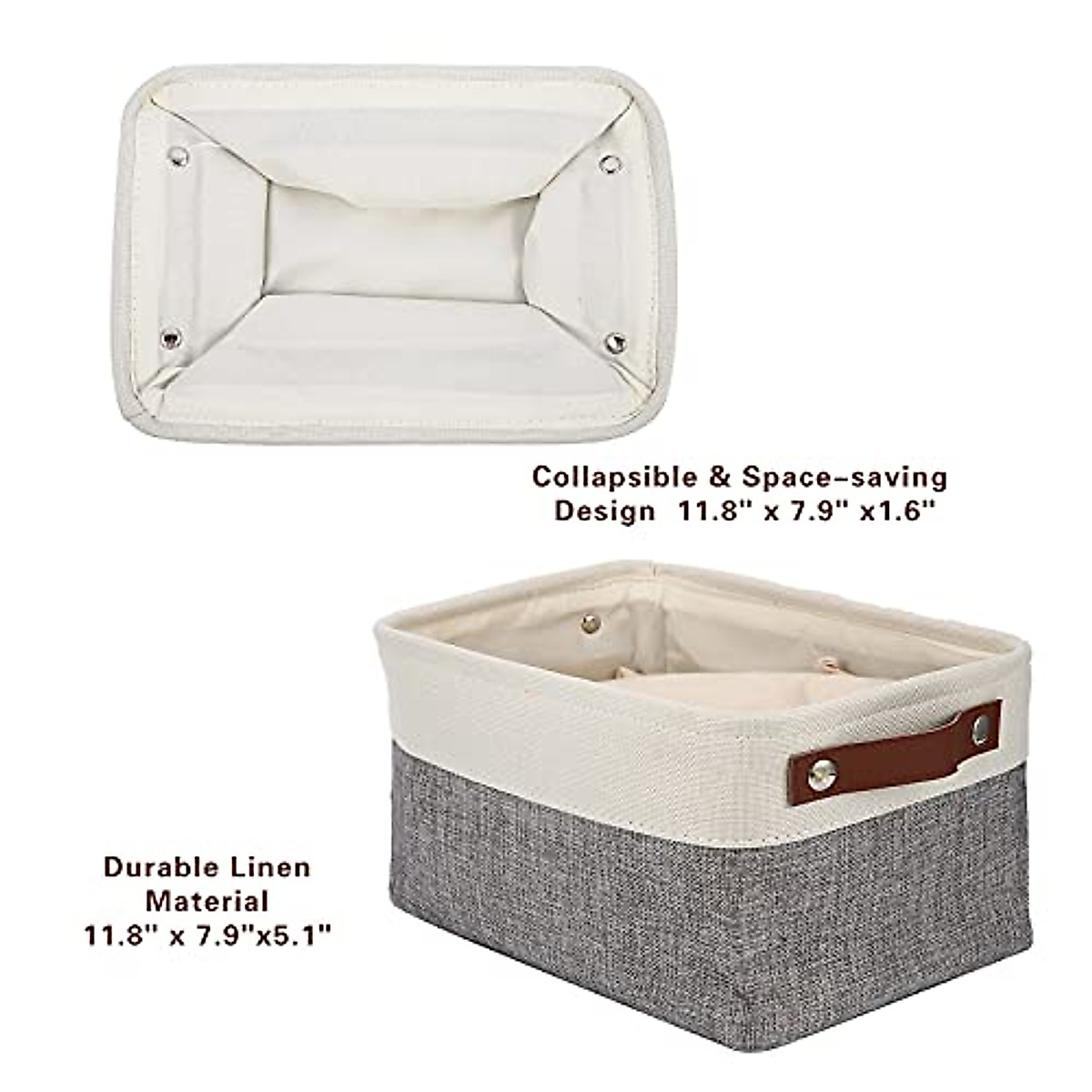 WOOROLL Set of 4 Fabric Storage Bins With Handles, Collapsible Storage Baskets For Organizing, Small Storage basket For Shelves, Closets, Laundry, Nursery