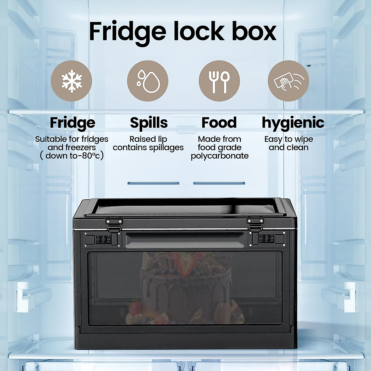 Large Lock Box,Lockable Storage Box with Combination Code 15.3x11x8.6in Stackable Medicine Lock Box for Safe Medication，Storage Box with Lock for Phone/Snacks/Personal Items/Fridge/Office