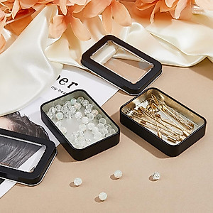 DICOSMETIC 10Pcs Metal Storage Organizer Tins Hinged Lids for Small Items Rectangle Storage Containers with Clear Window for Jewelry Organizer Party Favors