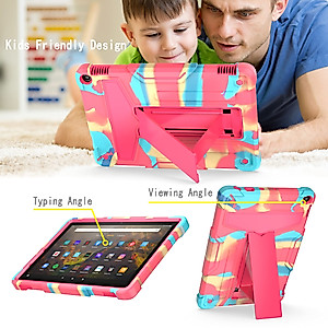 Epicgadget Case for Amazon Fire HD 10 and Fire HD 10 Plus (11th Generation, 2021 Released) - Heavy Duty Shockproof Hybrid Case with Kickstand + 1 Screen Protector Film and 1 Stylus (Candy/Pink)