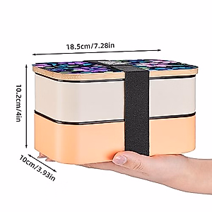 Purple Camellia Adult Lunch Box, Bento Box, With Cutlery Set Of 3, 2 Compartments, Rectangular, Lunch Box For Adults