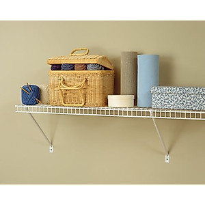 HyLoft 777 Wall Shelf with Hanging Rod, 36" x 18" (2-Pack) , White & ClosetMaid Wire Shelf Kit with Hardware, 4 Ft. Wide, for Pantry, Closet, Laundry, Utility Storage, White Vinyl Finish