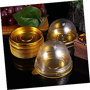 HEMOTON 50pcs Small Containers Square Containers with Lids Mini Cookies Snack Box Container Plastic Round Cake Box Individual Cupcake Golden Packing Box Plastic Boxes Gift Box Paper Cup