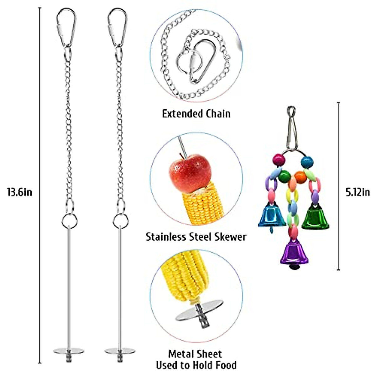 BNOSDM 5 Pieces Chicken Xylophone Toys Chicken Mirror Toy Chick Veggies Skewer Vegetable Hanging Feeder Coop Accessories Chicken Coop Toys for Hens Roosters Birds