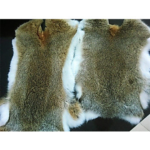 2pcs Natural Tanned Rabbit Fur Hide (10" by 12" Rabbit Pelt with Sewing Quality Leather)