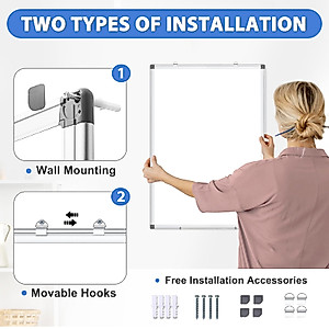 WALGLASS Magnetic White Board, 36" x 24" Double-Sides Dry Erase White Board for Wall, Hanging or Mounted Whiteboard, Horizontal or Vertical, Silver Aluminium Frame, Home, School, Office, Kitchen