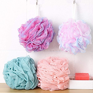 BTYMS 4 Pieces Shower Loofahs Exfoliating Sponge Body Scrubber 75g/pc Bath Puffs Shower Scrunchies Bathing Sponges for Women and Men