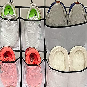 VEEBELL Over The Door Shoe Organizers 18 Mesh Pockets Hanging Shoe Organizer Shoe Holder Rack For Closet Bedroom Bathroom Pantry Shoe Holder Over Door Organizer, Men, Women, Kids Shoes (1 Pack)