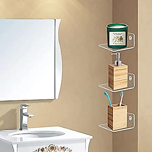 Bigfety Acrylic Small Adhesive Wall Shelves, 3-Ledges, Clear Mini Floating Shelf Flexible Use for Wall Space