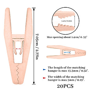 Andiker 20PCS Pink Velvet Hanger Clips, Non-Slip Strong Finger Flocked Clips for Thin Velvet Hangers Suit Pants Trousers Skirt