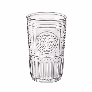 Bormioli Rocco Romantic Set Of 6 Cooler Glasses, 16 Oz. Clear Crystal Glass, Made In Italy.