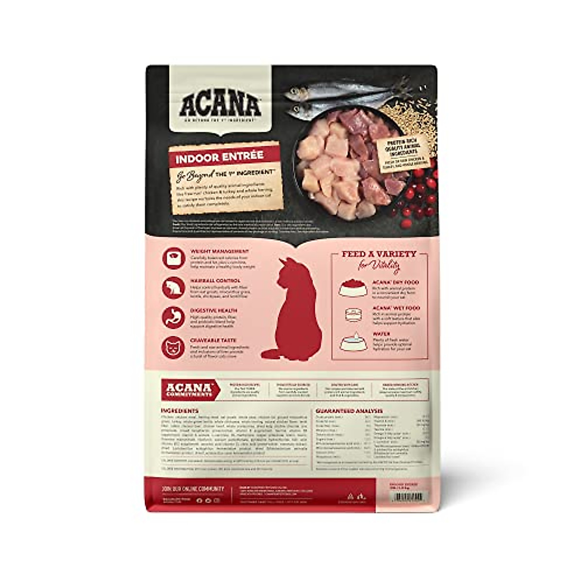 Acana Dry Cat Food for Indoor Cats, Indoor Entrée, Chicken, Turkey, Whole Herring, and Rabbit, 4lb