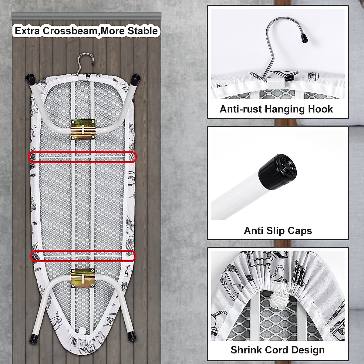 Duwee 13"x36"Table top Ironing Board with Thicken Felt Padding, Heat Resistant Cover,Stainless Steel Hook,Extra Long Ironing Area