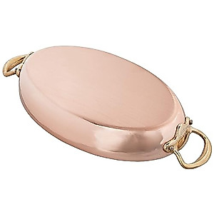Mauviel M'150 B 1.5mm Polished Copper & Stainless Steel Oval Pan With Brass Handles, 11.8-in, Made in France