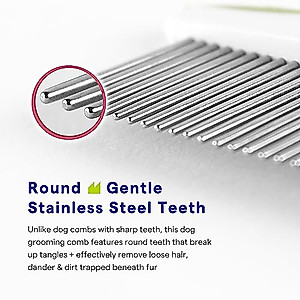 Dog Comb for Removes Tangles and Knots - Cat Comb for Removing Matted Fur - Grooming Tool with Stainless Steel Teeth and Non-Slip Grip Handle - Best Pet Hair Comb for Home Grooming Kit - Ebook Guide