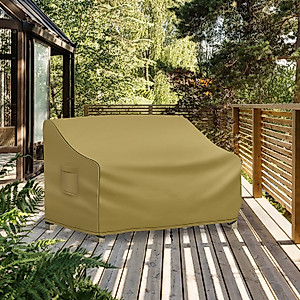 Richwon Patio Loveseat Cover Waterproof, 2-Seater Outdoor loveseat Cover, Patio Furniture Covers with Air Vent and Handles, 60W x 34D x 30H Inches, Khaki