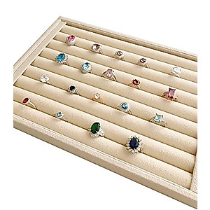 Svea Display Premium Quality Multifunctional Beige Velvet Jewelry Organizer Storage Stackable Trays Home Store Closet Drawer Dividers Ring Tray