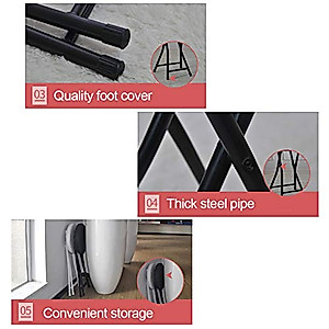 ZYLEDW Home Folding Stool – Heavy Duty 19/24 Inch Collapsible Padded Round Stool with 300 Pound Capacity for Dorm, Rec Room or Gameroom - Black/White/Brown