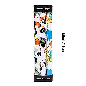 BULKYTREE Birthday Wrapping Paper for Boys Kids, Recycled Gift Wrapping Paper, Happy Animals, Cute Dinosaur, Monster Truck Gift Wrap for Birthday Baby Shower and Holiday - 3 Pack, 18 x 120 Inch Per Roll