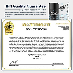 HPN NAD+ Booster (NAD3), Anti Aging Cell Booster, NRF2 Activator, Nicotinamide Riboside Alternative, NAD Supplement Natural Energy, Longevity, and Cellular Health, 312 Mg per Serving (1 Month Supply)