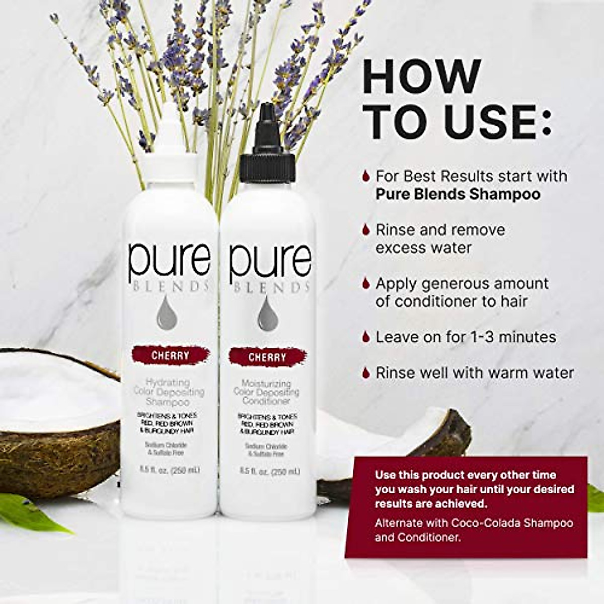 Cherry Moisturizing Color Depositing Conditioner - Brighten & Tone Faded Hair, Semi-Permanent Dye, Prevents Fade, Extends Color Service on Treated Hair, 8.5 Oz.