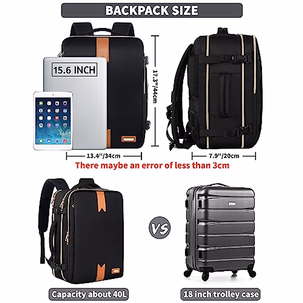 Travel Backpacks for Women Carry On, TSA Friendly Flight Approved Backpack for Traveling On airplane Water-resistant Personal Item Bag with Laptop Compartment Fits 15.6 Laptop Casual Daypack for Work