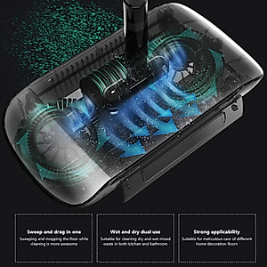 Hand Push Sweeper, 3 in 1 Household Sweeper Vacuum Cleaner, Crumb Sweeping Mop, Easy to Use Microfiber Mop Home Cleaning Tool for Home Use (Blue)