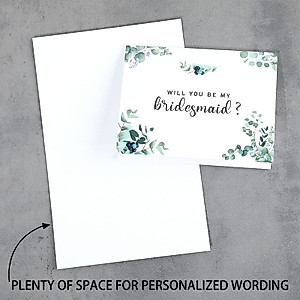10 Packs Will You Be My Bridesmaid Cards Boho Bridesmaid Proposal Cards Greenery Maid of Honor Greeting Card Bridesmaid Asking Gifts with Envelopes for Wedding Party (Eucalyptus)