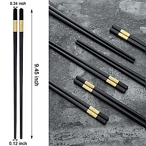 10 Pairs Chopsticks Reusable, Funnydin 9.4'' Heat-Resistant Fiberglass Chopsticks Reusable, Square Non-Slip Design Reusable ChopSticks, Odorless Chop Sticks Use for Eating & Cooking, Dishwasher Safe