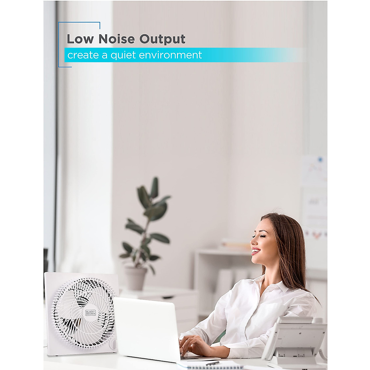 BLACK+DECKER Mini â€“ Tabletop Quiet 9 Inch Desk Box Fans Frameless BFB09W White