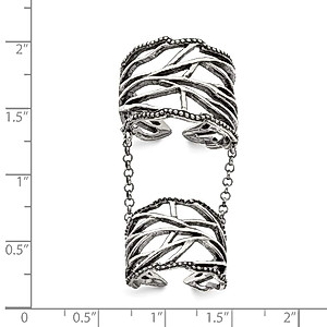 925 Sterling Silver Solid Oxidized Polished Textured Full Finger Adjustable Ring Jewelry Gifts for Women