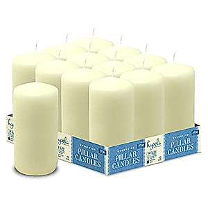 HYOOLA Ivory Pillar Candles 3x6 Inch - Unscented Pillar Candles - 12-Pack - European Made