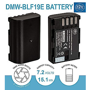 BM Premium 2-Pack of DMW-BLF19, DMW-BLF19e, DMW-BLF19PP Batteries and Dual Battery Charger for Panasonic Lumix DC-G9, DC-GH5, DMC-GH3, DMC-GH3K, DMC-GH4, DMC-GH4K Digital Camera